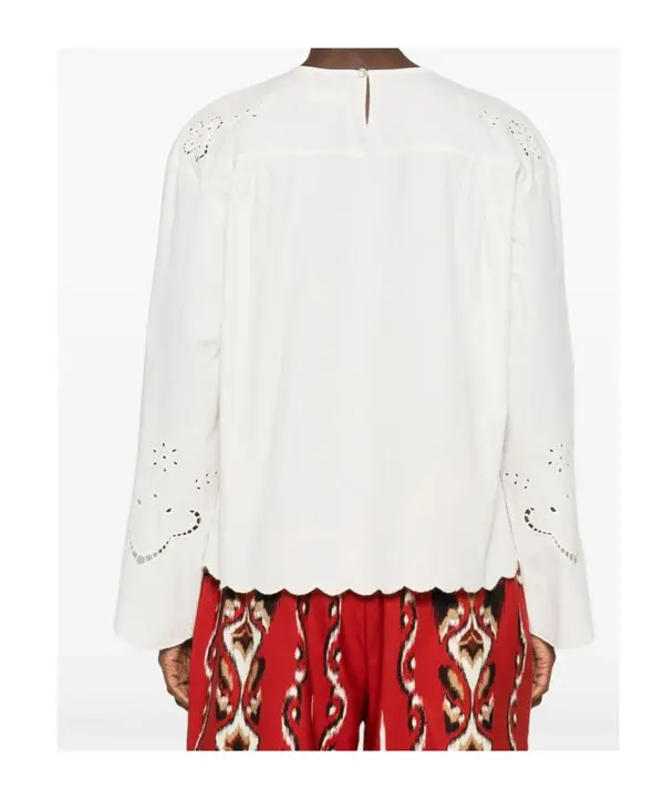 FORTE_FORTE Long-sleeved Round Neck Top With Back Button Closure