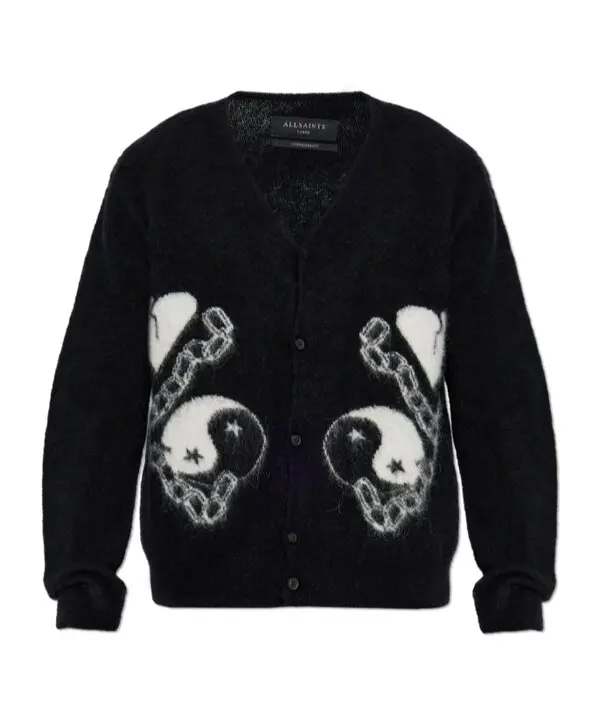 ALLSAINTS Reflection" Yin & Yang Patterned Cardigan - Black Chalk White