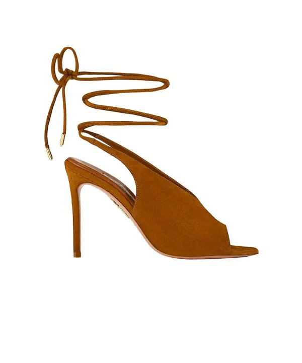 AQUAZZURA Lace-up Peep-toe High Heel Sandals - Brown