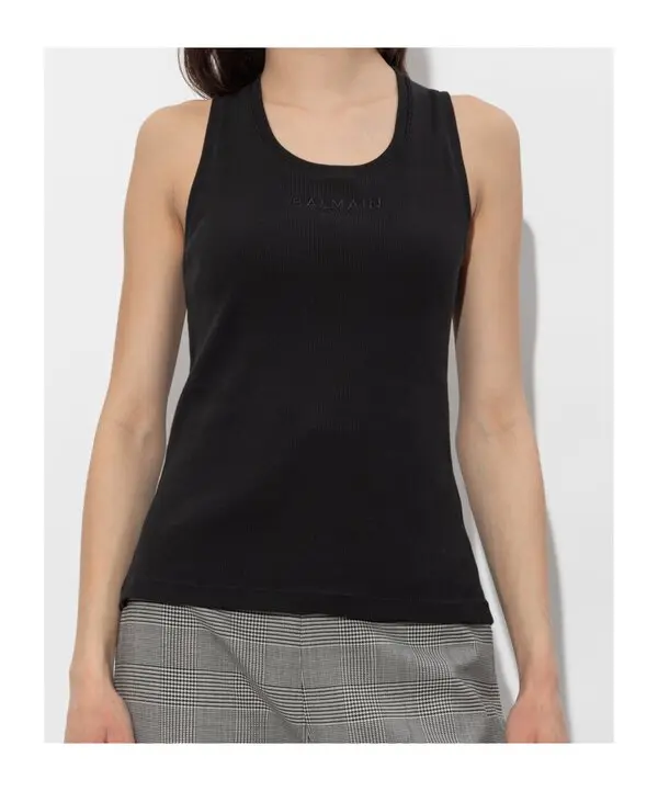 Balmain Embroidered Logo Tank Top