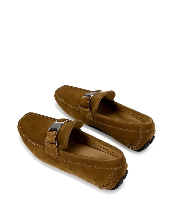 FERRAGAMO Suede Buckle Loafers - Brown