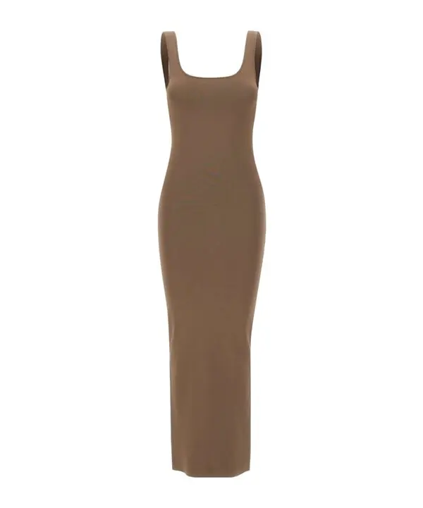ENTIRE STUDIOS Square-neck Knitted Midi Dress - Brown