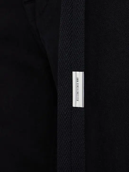 ANN DEMEULEMEESTER Straight Cotton Pants With Non-removable Watch Strap