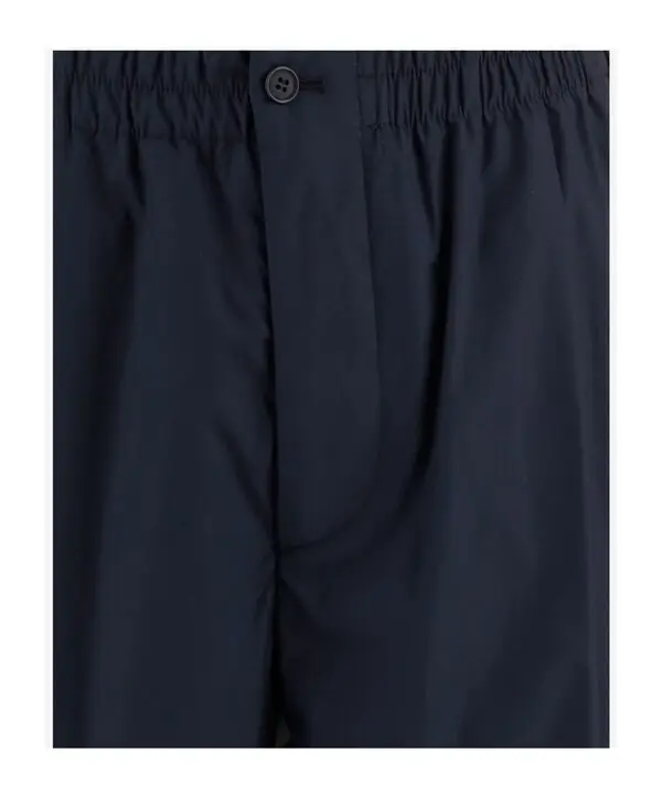 Giorgio Armani Elastic Waist Straight Leg Trousers - Black