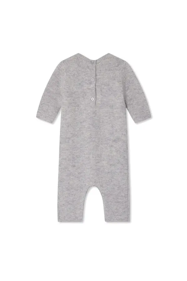 Bonpoint Crew Neck Jumpsuit With Snap Button Fastening - Grey