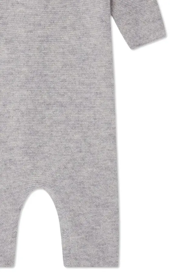 Bonpoint Crew Neck Jumpsuit With Snap Button Fastening - Grey