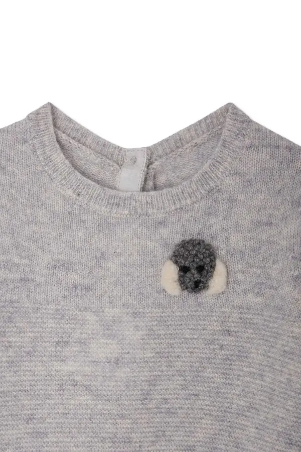Bonpoint Crew Neck Jumpsuit With Snap Button Fastening - Grey