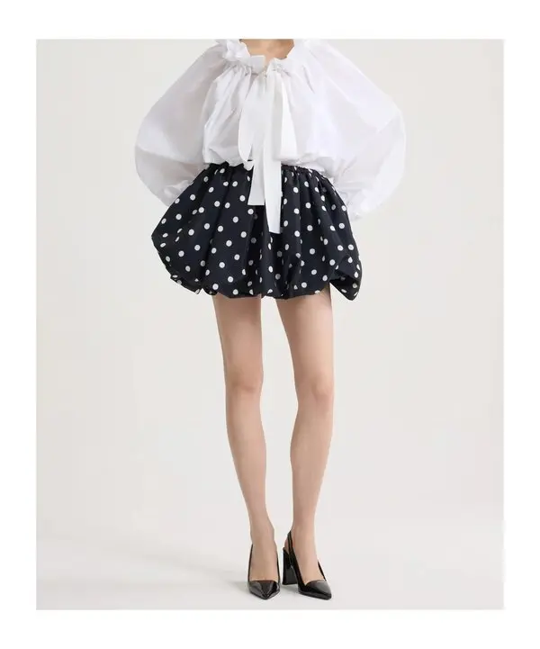 PATOU Elasticated-waist Polka Dot Mini A-line Skirt - Black