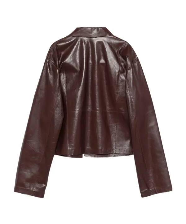 ALYSI Tie-detail Leather Jacket - Brown