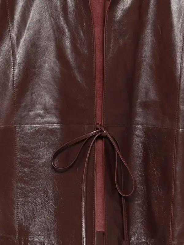 ALYSI Tie-detail Leather Jacket - Brown
