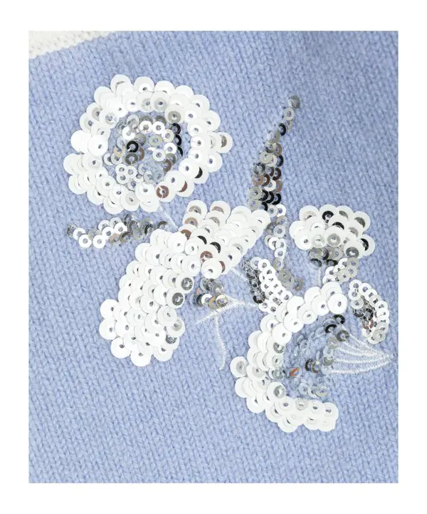 SELF-PORTRAIT Long-sleeved Knitted Cardigan With Floral Embellishments