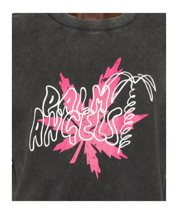 Palm Angels Logo-print Faded-effect T-shirt
