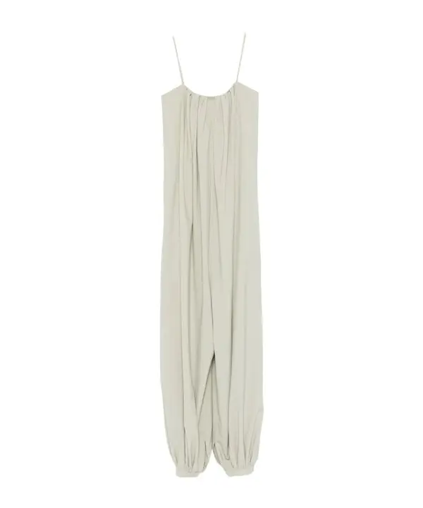 ALYSI Spaghetti Strap Gathered Jumpsuit - White