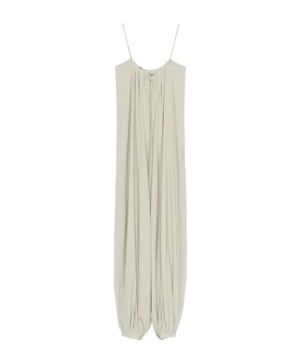 ALYSI Spaghetti Strap Gathered Jumpsuit - White