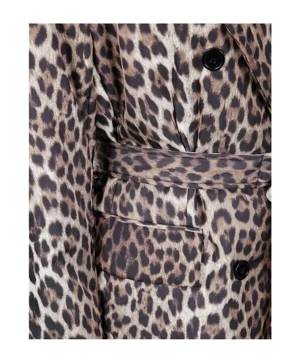 P.a.r.o.s.h Leopard Printed Double Breasted Coat - Black