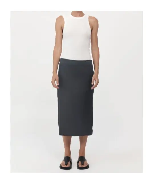 ST. AGNI Soft And Stretchy" Silk Blend Midi Skirt