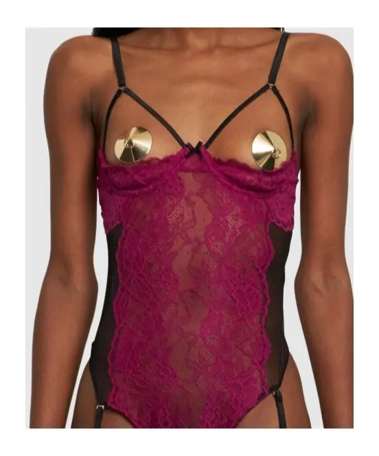 FLEUR DU MAL Lace Garter Bodysuit