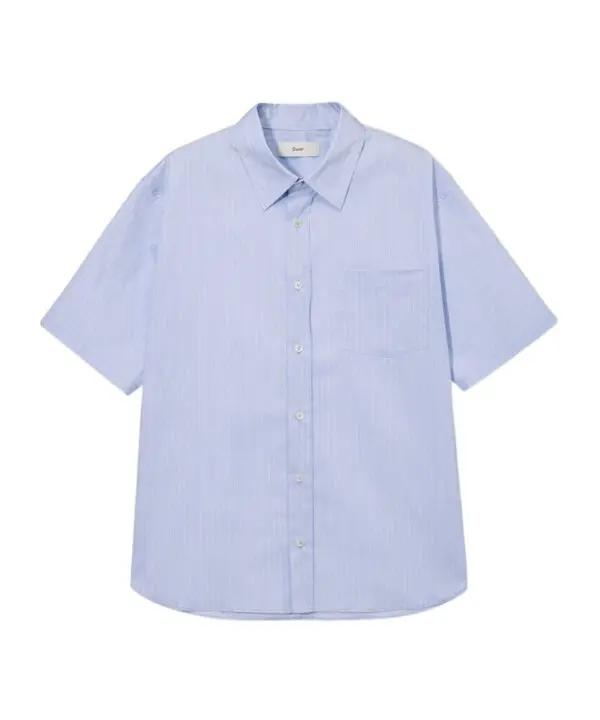 DUNST Oversized Striped Short Sleeve Shirt - Purple