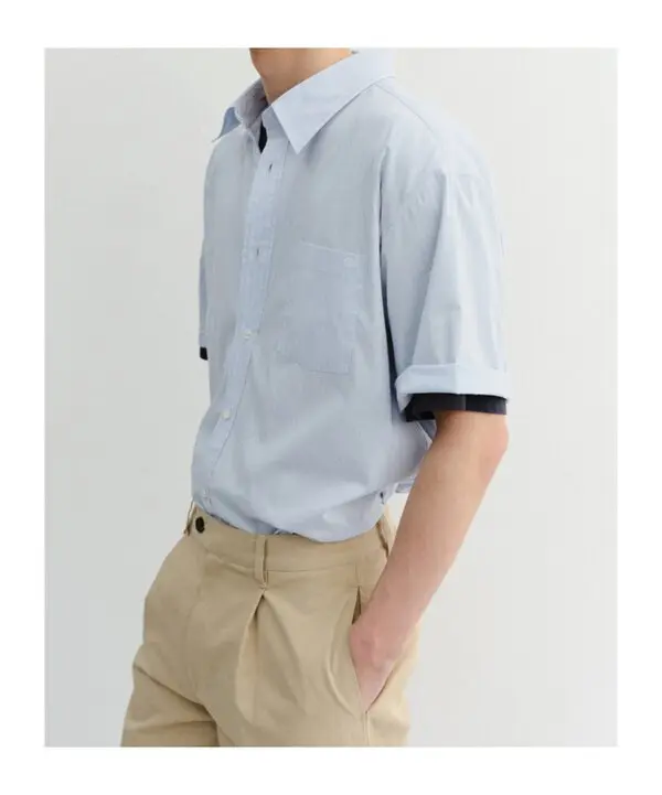 DUNST Oversized Striped Short Sleeve Shirt - Purple