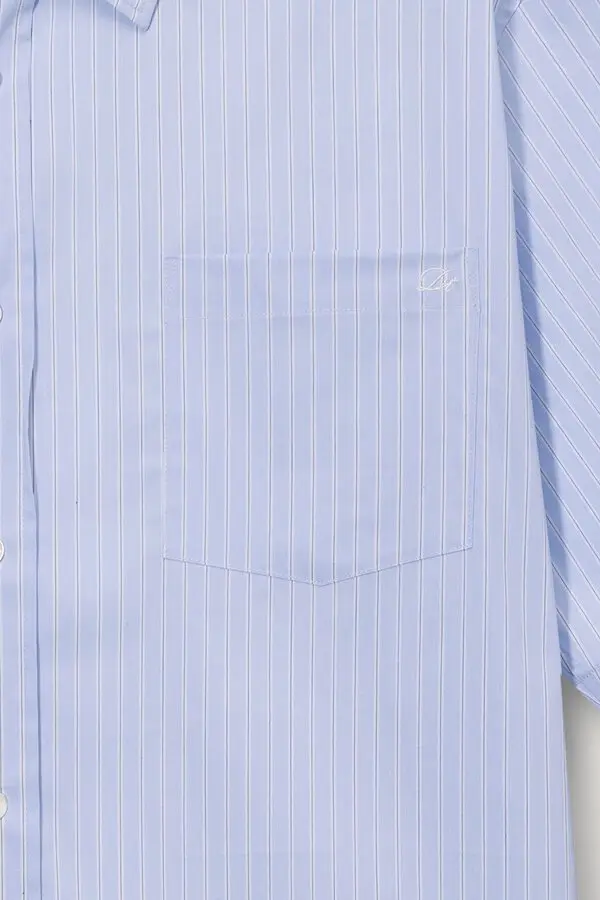 DUNST Oversized Striped Short Sleeve Shirt - Purple