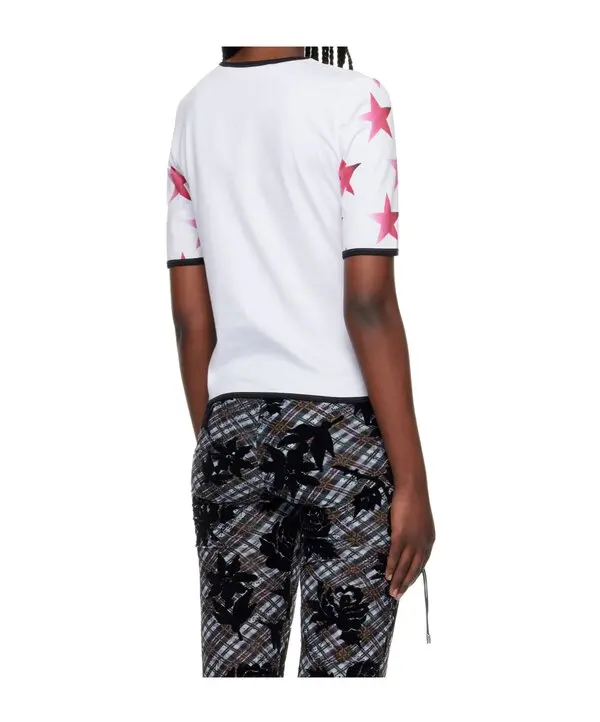 CHOPOVA LOWENA Crew Neck Short Sleeve T-shirt With Printed Text And Star Patterns