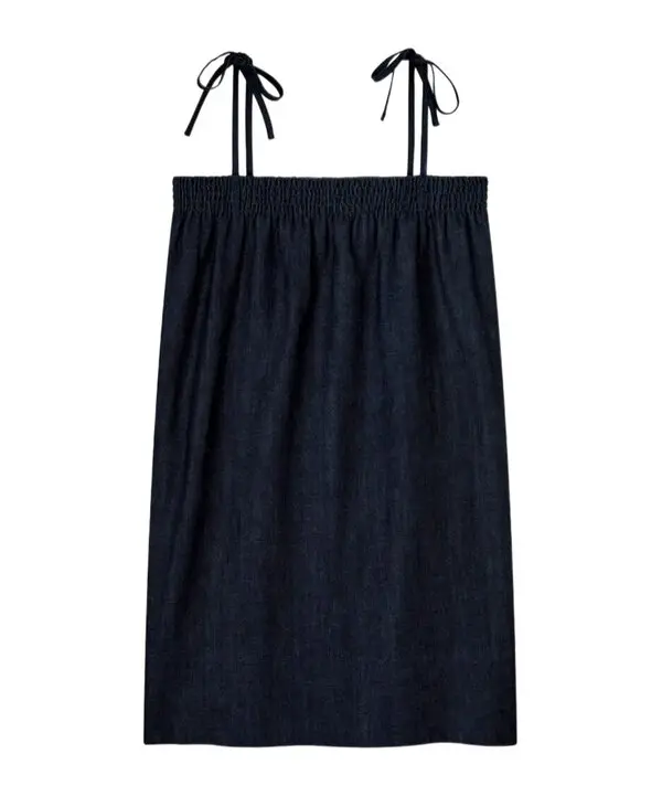 A.p.c. Tie-strap Smocked Denim Dress