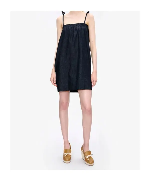 A.p.c. Tie-strap Smocked Denim Dress
