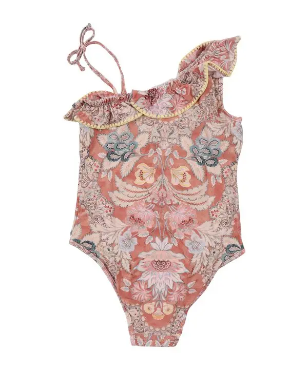 Zimmermann One-shoulder Ruffled Floral One-piece Swimsuit - Pink