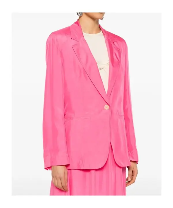 FORTE_FORTE Habotai Silk Single-breasted Jacket - Pink