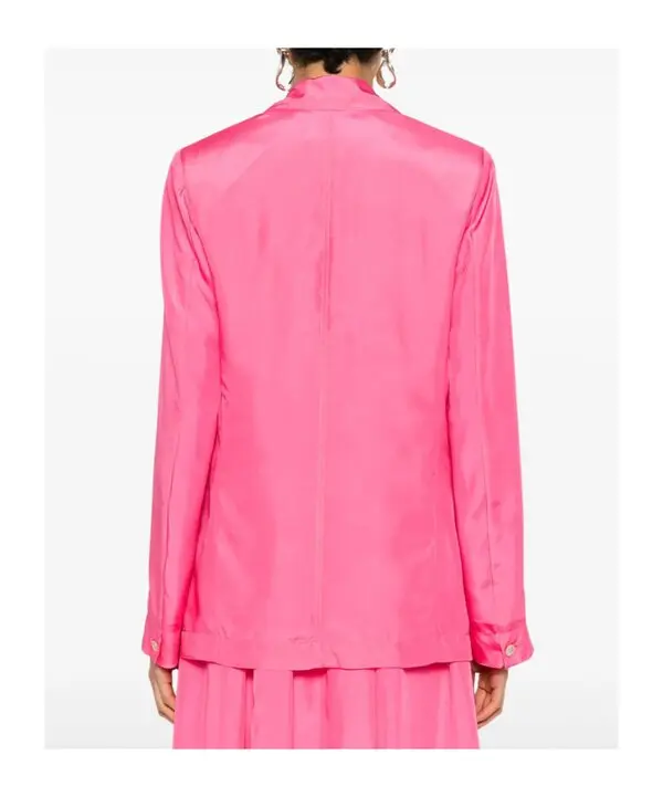 FORTE_FORTE Habotai Silk Single-breasted Jacket - Pink