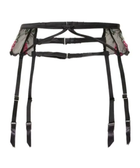 FLEUR DU MAL Bondage Pineapple Suspender Belt - Black