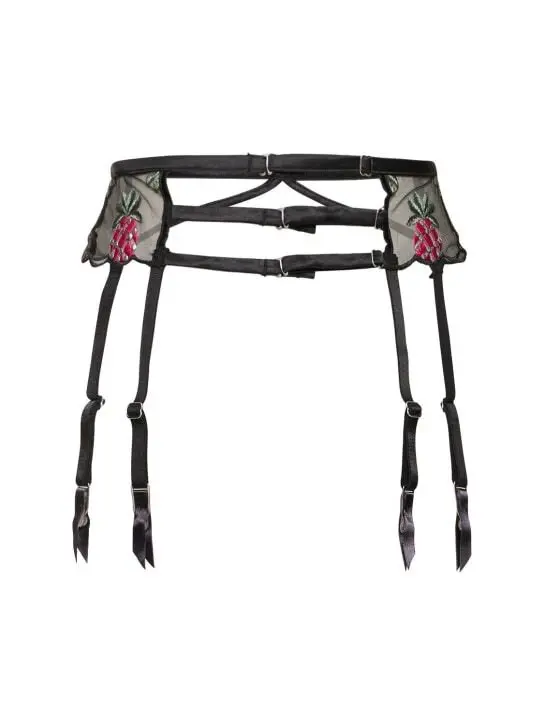 FLEUR DU MAL Embroidered Pineapple Suspender Belt
