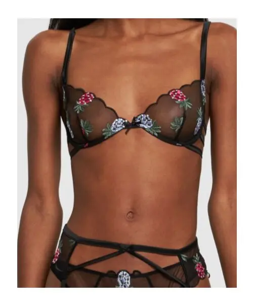 FLEUR DU MAL Embroidered Pineapple Suspender Belt