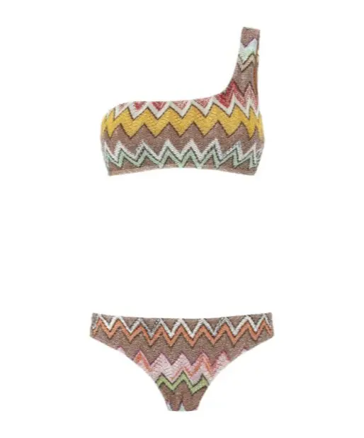 Missoni One-shoulder Chevron Bikini - Black And Multicolour