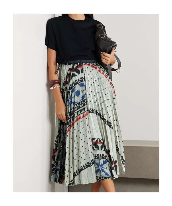 Sacai Pattern Printed Pleated Dress