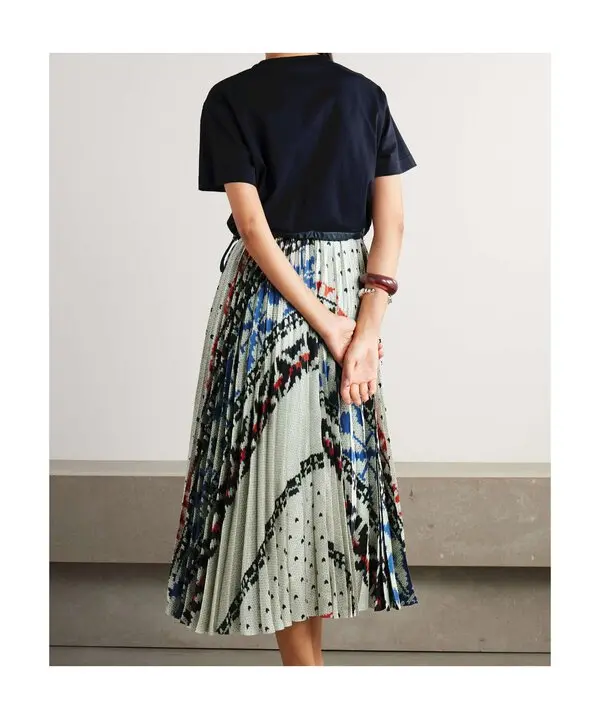 Sacai Pattern Printed Pleated Dress