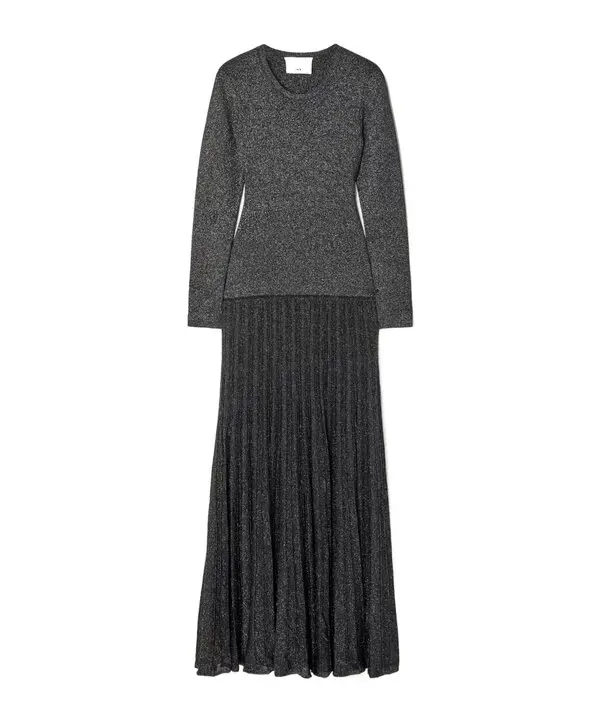 Isabel Marant Étoile Pleated Metallic-knit Midi Dress