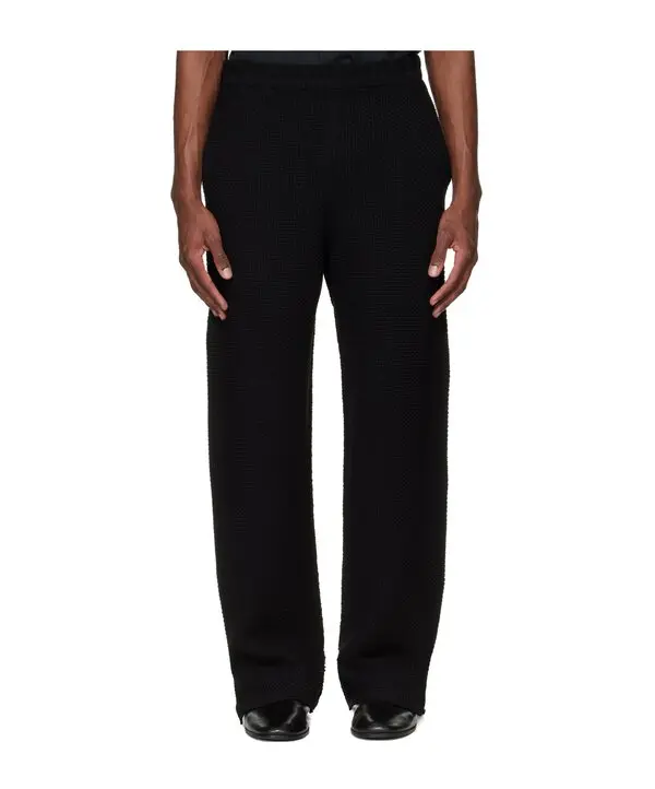 Issey Miyake Elastic Waist Knit Casual Pants - Black