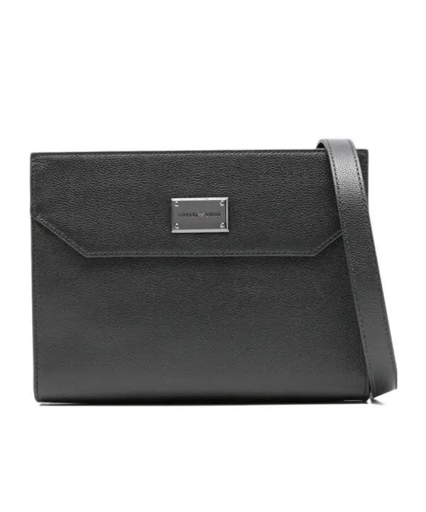 Emporio Armani Envelope Leather Shoulder Bag - Black