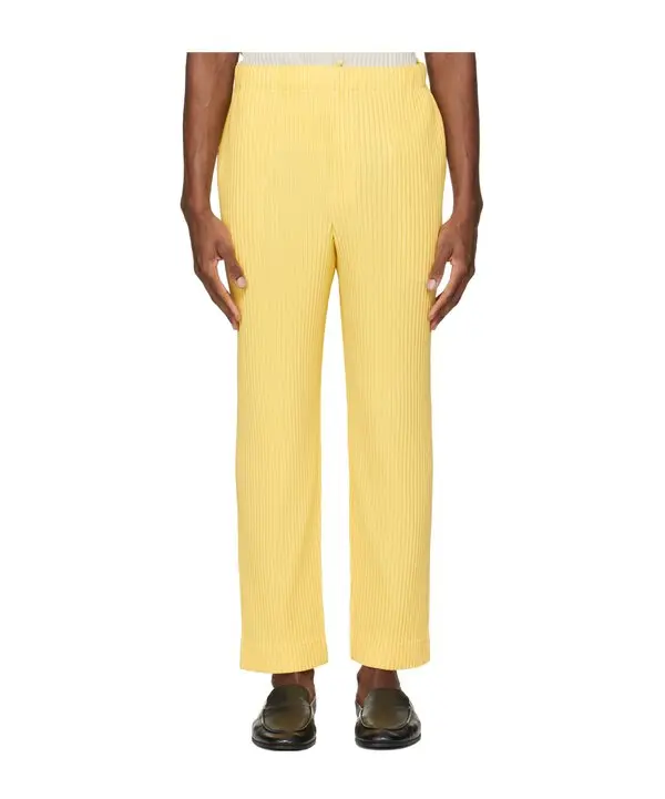 Issey Miyake Pleated Straight Leg Trousers - Agave Yellow