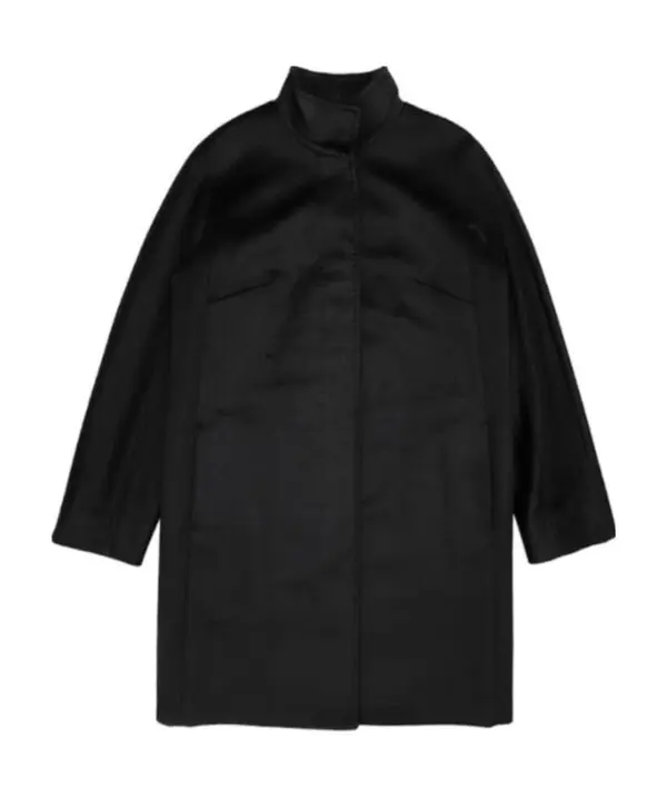 Max Mara Logo Long Sleeved Coat - Black