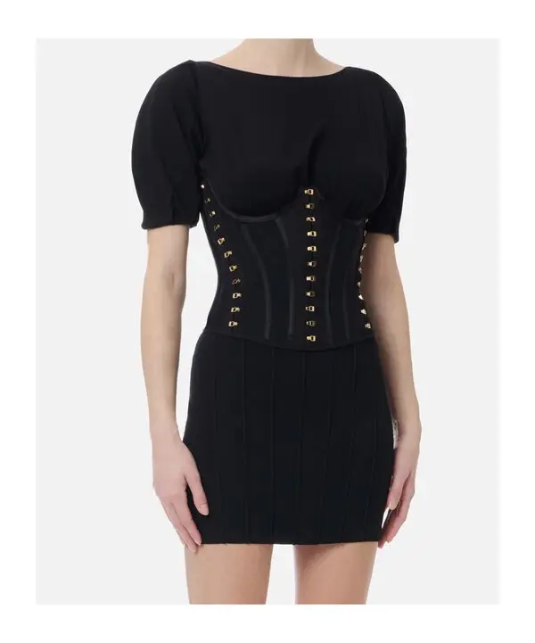 Elisabetta Franchi Geometric Cut Corset With Metal Detail