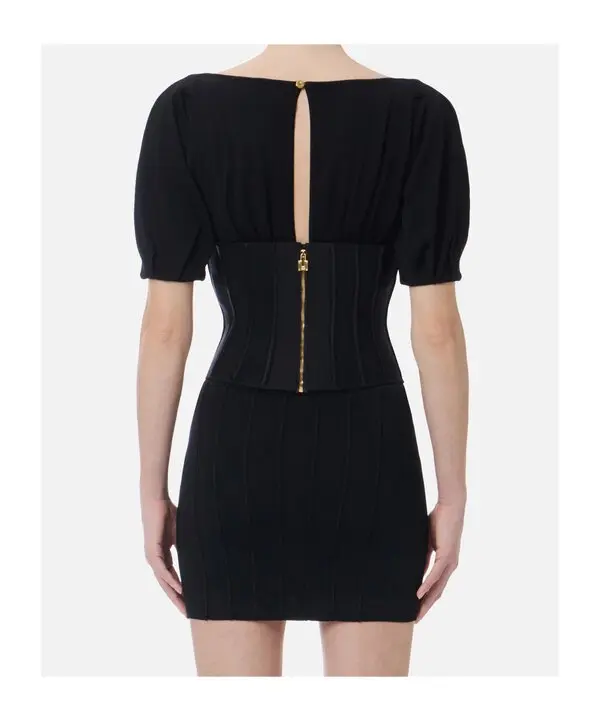 Elisabetta Franchi Geometric Cut Corset With Metal Detail