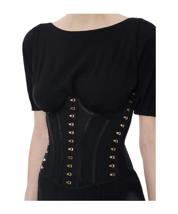 Elisabetta Franchi Geometric Cut Corset With Metal Detail