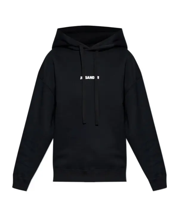 JIL SANDER Logo Print Hoodie - Black