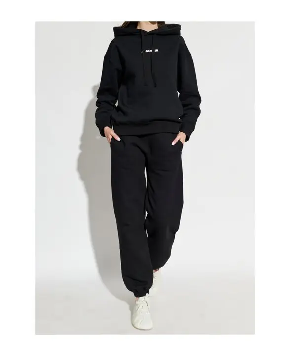 JIL SANDER Logo Print Hoodie - Black