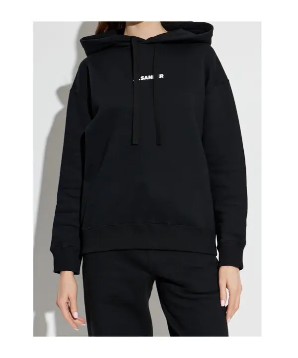 JIL SANDER Logo Print Hoodie - Black