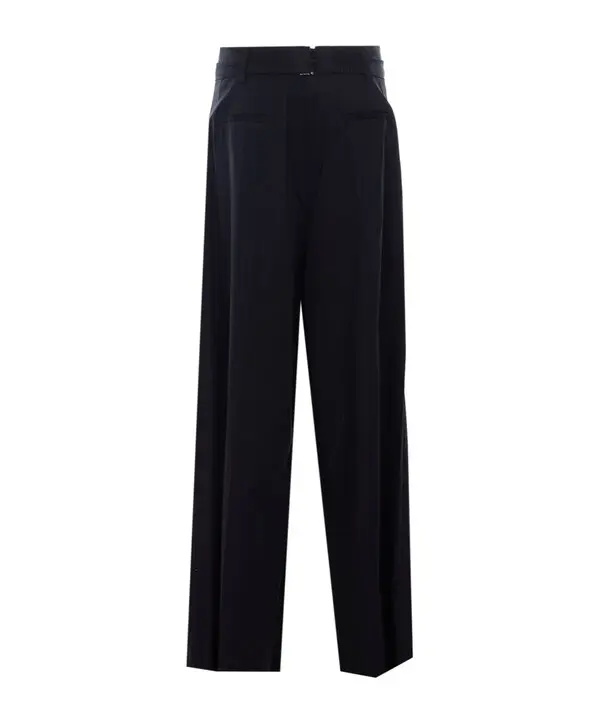 TWINSET Wide-leg Tailored Pants With Pleated Front And Metallic Accent