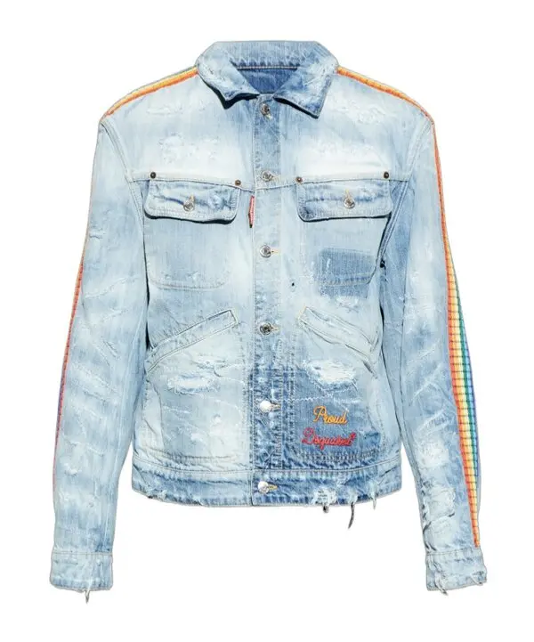 Dsquared2 Embroidered Distressed Denim Jacket