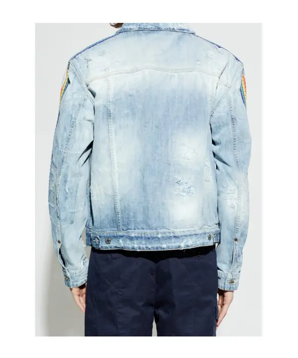 Dsquared2 Embroidered Distressed Denim Jacket